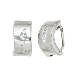 Paar Ohrclips Jobo, silber (silber 925), Ohrringe, Damen, Silber 925 (Sterlingsilber), 925 Silber mit Zirkonia