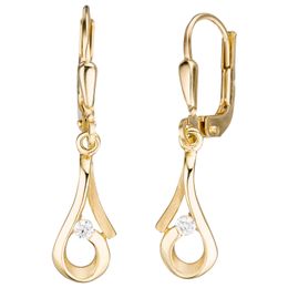 Paar Ohrh&auml;nger Jobo, gold (gelbgold 333), Ohrringe, Damen, Gelbgold 333, 333 Gold mit Zirkonia
