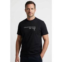 T-Shirt Calvin Klein Jeans "GRAPHIC TEE", Jungen, Gr. S, schwarz, Web, Obermaterial: 100% Baumwolle, unifarben, klassisch normal, Rundhals, eingesetzt abgesteppte Kante, Shirts T-Shirt, Regular fit mit Rundhalsausschnitt