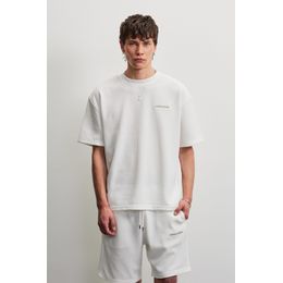 Rundhalsshirt Pegador "LAGOS OVERSIZED SOFT RIB TEE", Jungen, Gr. L, washed warm wei&szlig;, Single Jersey, Obermaterial: 100% Polyester, bedruckt, unifarben, oversize normal, Rundhals, gerader Abschluss, Shirts Rundhalsshirt