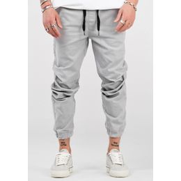 Chinohose Soulstar "Freizeithose Jogger-Hose mit elastischem Bund Stoffhose f&uuml;r Herren", Herren, Gr. 30, Einheitsgr&ouml;&szlig;e, grau (hellgrau), Obermaterial: 97% Baumwolle CO. 3% Elasthan EL., Hosen Chinohose, Herren Jeans Hose im Jogger-Stil Stoffhose