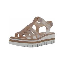 Keilsandalette Gabor "Gabor Sandalen Leder", Damen, Gr. 40,5, puder, Leder, Schuhe
