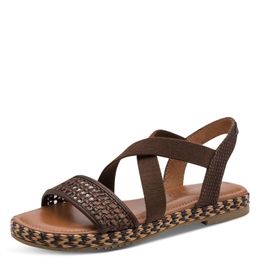 Riemchensandale Tamaris, Damen, Gr. 39, mokka, Lederimitat, Textil, bestickt, Basic, Schuhe Riemchensandale, Sommerschuh, Sandalette mit bestickter Sohle