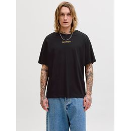 Jack & Jones Rundhalsshirt JACK & JONES "JJCITY PHOTOPRINT TEE SS CREW NECK", Jungen, Gr. M, schwarz, Jersey, Obermaterial: 100% Baumwolle, bedruckt, relaxed fit normal, Rundhals, Shirts Rundhalsshirt, Baumwolle, relaxed fit