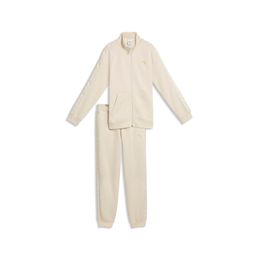 Trainingsanzug Puma "ESS TAPE FULL-ZIP SWEAT SUIT FL G", Jungen, Gr. 128, alpine snow, Fleece, Obermaterial: 66% Baumwolle, 34% Polyester, bedruckt, regular fit, Sportanz&uuml;ge Trainingsanzug, als 2-teiliges Set, bedruckte Optik, ohne Kapuze, mit Rei&szlig;verschluss