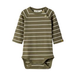 Langarmbody LIL' ATELIER "NBMKAIL LS SLIM BODY LIL NOOS", Jungen, Gr. 62, N-Gr, shitake stripes:turtledove, Jersey, Obermaterial: 95% Baumwolle, 5% Elasthan, gestreift, Rundhals, Bodys, Baumwollmischung