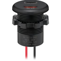 wentronic Weintronic Dualer USB Einbaucharger USB-A und USB-C m. Schnelladetechnik 12V/24V