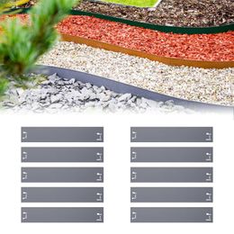 10er Set Rasenkanten Metall 13.5 cm hoch, 12 m lang | Beeteinfassung | Beetumrandung | Beetbegrenzungen