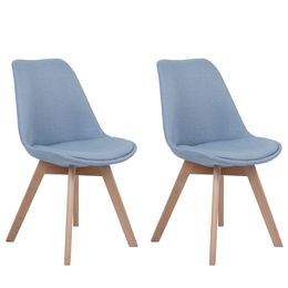 Beliani ESSZIMMERSTUHL 2er-Set Polsterbezug Blau Dakota