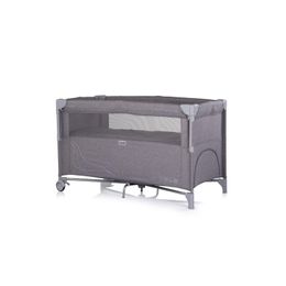 Chipolino Reisebett Relax Leinen 2 Ebenen Tasche, Rei&szlig;verschluss, R&auml;der, faltbar schwarz grau