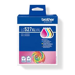Brother LC527XLVAL Druckerpatronen, XL Multipack mit Schwarz, Cyan, Magenta, Gelb (Kompatibel mit MFC-J4350DW, MFC-J4550DW)