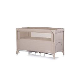 Chipolino Reisebett Relax Leinen 2 Ebenen Tasche, Rei&szlig;verschluss, R&auml;der, faltbar beig beige braun