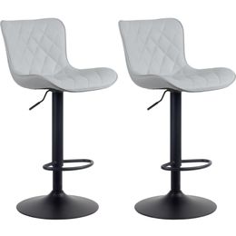 CLP 2er Set Barhocker Emma - H&ouml;henverstellbare Barst&uuml;hle - 360&deg; Drehst&uuml;hle Mit R&uuml;ckenlehne F&uuml;r K&uuml;che Und Bistro