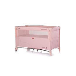 Chipolino Reisebett Relax Leinen 2 Ebenen Tasche, Rei&szlig;verschluss, R&auml;der, faltbar rosa pink
