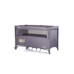 Chipolino Reisebett Relax 2 Ebenen, Vorderseite absenkbar, Seiteneingang, Tasche schwarz grau