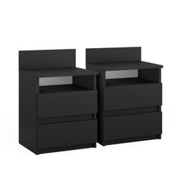 VICCO Nachttisch, Schwarz, Holzwerkstoff, 4 F&auml;cher, 2 Schubladen, Rechteckig,Rechteckig, 39.6x59.1x32.3 cm, Schlafzimmer, Nachttische