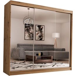 Beautysofa Schwebet&uuml;renschrank, Eiche Artisan, Holzwerkstoff, 12 F&auml;cher, 4 Schubladen, 240x216x61 cm, Schlafzimmer, Kleiderschr&auml;nke, Schwebet&uuml;renschr&auml;nke