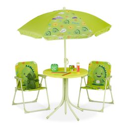 Relaxdays Kindersitzgruppe, Hellgr&uuml;n, Metall, Textil, Kunststoff, Gartenm&ouml;bel, Kinder-Gartenm&ouml;bel