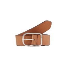 Tom Tailor Damen TTHELEN Lederg&uuml;rtel mit abgerundeter Dornschlie&szlig;e, braun, Uni, Gr. 75