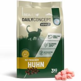 REAVET Katzentrockenfutter Dailyconcept Adult &ndash; Mit frischem Huhn | 3kg (2x1,5kg)