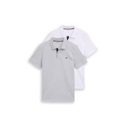 Tom Tailor Herren Poloshirts im 2er-Pack, grau, Meliert, Gr. S
