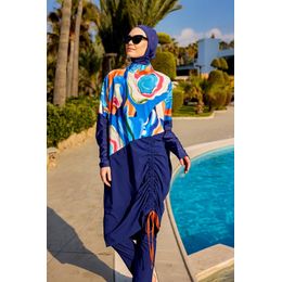 Bescheidener Burkini mit vollst&auml;ndiger Abdeckung &ndash; islamisches Badebekleidungsset f&uuml;r Frauen, bunt