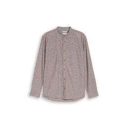 Tom Tailor Herren Regular Fit Hemd mit Leinenanteil, braun, Uni, Gr. XL