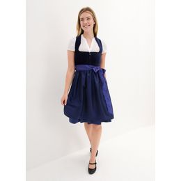 bonprix Dirndl mit Samt-Mieder und Satin-Sch&uuml;rze (2-tlg.Set), blau, Gr.44, traditionelles Dirndl mit hochwertigen Samtmieder und changierender Sch&uuml;rze. Der Rock ist mit einem angenehmen Baumwollfutter ausgestattet., aus Samt