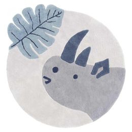 lilipinso Teppich Nashorn grau blau 100 cm