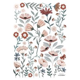 lilipinso Wandsticker A3 Bl&uuml;ten im Meer graublau rosa