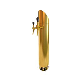 ich-zapfe Schanks&auml;ule, Bierzapfs&auml;ule 2-leitig, Modell Tower, Elegante & Hochwertige f&uuml;r Bars & Restaurants, TIN-Goldfarben, &Oslash; 114mm