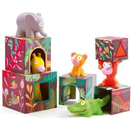 Djeco Kinderspielzeug, Stapelturm, Stapelw&uuml;rfel - Maxi Topanijungle