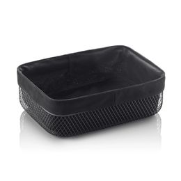 ich-zapfe Aufbewahrungskorb, Brotkorb aus Metall & Baumwolle (27,5 x 20 x 8,5 cm) - Stilvolle & praktische Aufbewahrung f&uuml;r Brot & Br&ouml;tchen