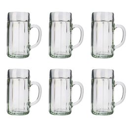 ich-zapfe Bierglas, Bierkrug, Ma&szlig;krug, Bierseidel 6er Set Biergl&auml;ser, Eckenma&szlig;krug - 1 Liter