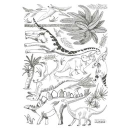 lilipinso Wandsticker A3 Dinoget&uuml;mmel mit Palmen grau