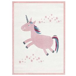 LIVONE Kinderteppich Einhorn rosa creme
