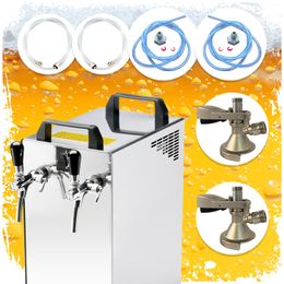 ich-zapfe Komplett Set Zapfanlage Kontakt 40/K Bierzapfanlage 2-leitig Trockenk&uuml;hlger&auml;t aus Edelstahl, 50 Liter/h, mit Membranpumpe, Green Line