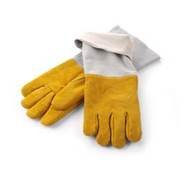 ich-zapfe Grillhandschuhe, Hitzebest&auml;ndige Handschuhe - Rindsleder, bis 250&deg;C, Extra Lang