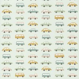 Casadeco Kindertapete Happy Dreams Autos mint gelb