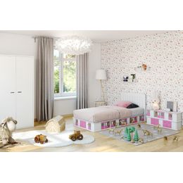 Mathy by Bols BOXES Kinderbett 2 Seiten Stall rosa 90 x 190