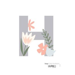 lilipinso Sticker Buchstabe mit Bl&uuml;ten grau rosa pastell H