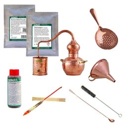 ich-zapfe Komplettset Destille, Destillierger&auml;t - Alembic Premium mit Zubeh&ouml;r und G&auml;rhilfsmittel, Kupfer 2L