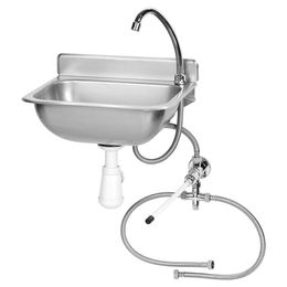 ich-zapfe Ausgussbecken, Handwaschbecken Gastro, mit Kniebedienung, Edelstahl, 375x310x190 mm