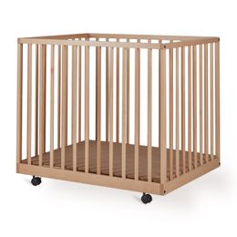 Quax Laufstall Mori | H&ouml;henverstellbarer Laufgitter aus Buchenholz mit Rollen | Sicherer & stilvoller Baby-Spielbereich