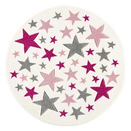 LIVONE Teppich Stella Sterne rosa grau rund