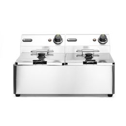 ich-zapfe Friteuse - 2 x 6 l, Edelstahl mit 2 x 3300W Heizelementen und Kaltzone