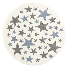 LIVONE Teppich Stella Sterne blau grau rund