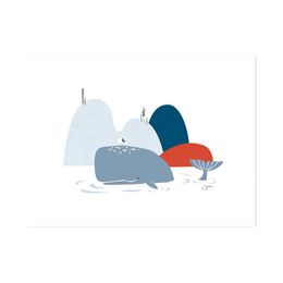 lilipinso Poster Wal mit M&ouml;we grau rot