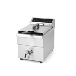 ich-zapfe Friteuse - Induktion mit Ablasshahn, 8 l, Edelstahl mit Countdown-Timer