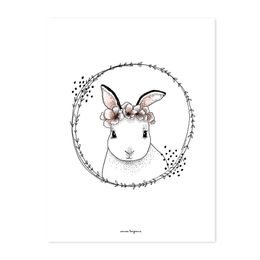 lilipinso Poster H&auml;schen mit Bl&uuml;ten wei&szlig; rosa